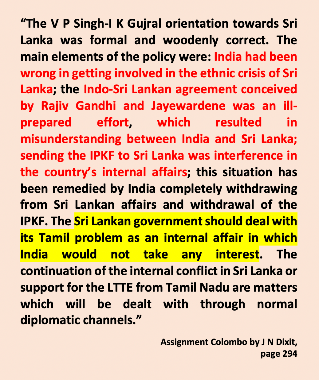 J N Dixit - Assignment Colombo