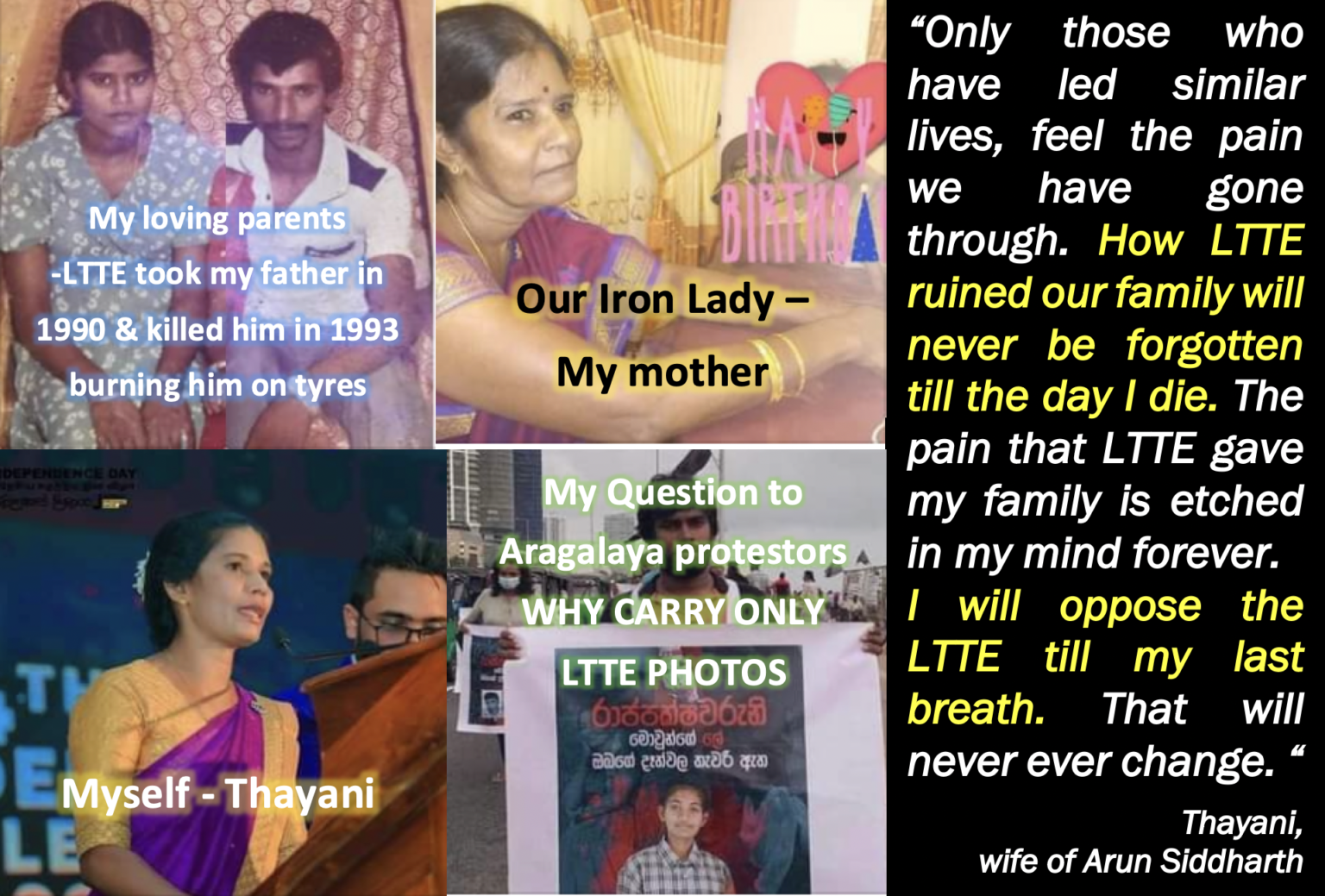 “LTTE killed my beloved father” – Arun Siddarths wife Thangathurai ...