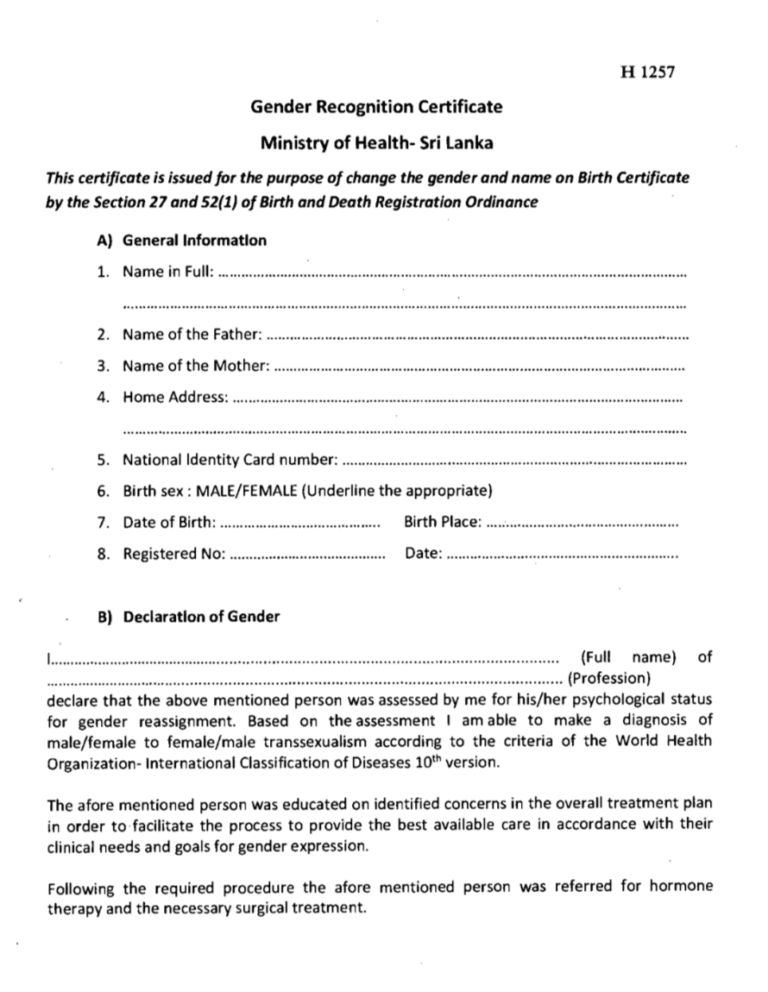 How Legal Is the Gender Recognition Certificate (GRC) in Sri Lanka?